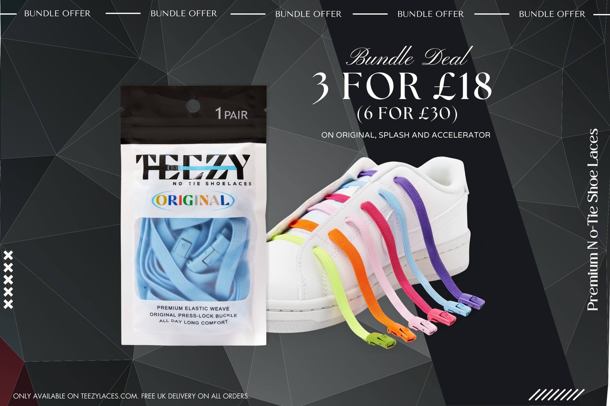 TEEZY | No-Tie Elastic Shoe Laces For Trainers | UK